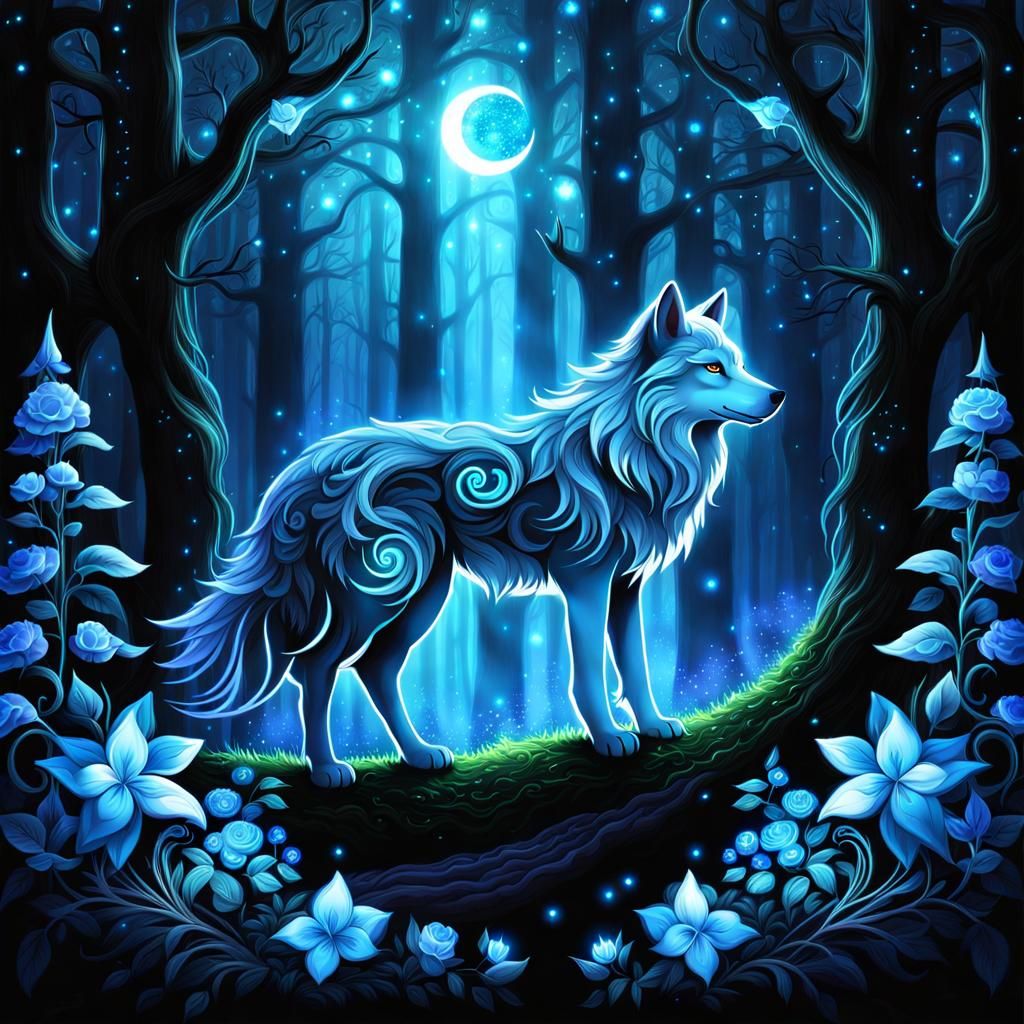 Blue Wolf - AI Generated Artwork - NightCafe Creator