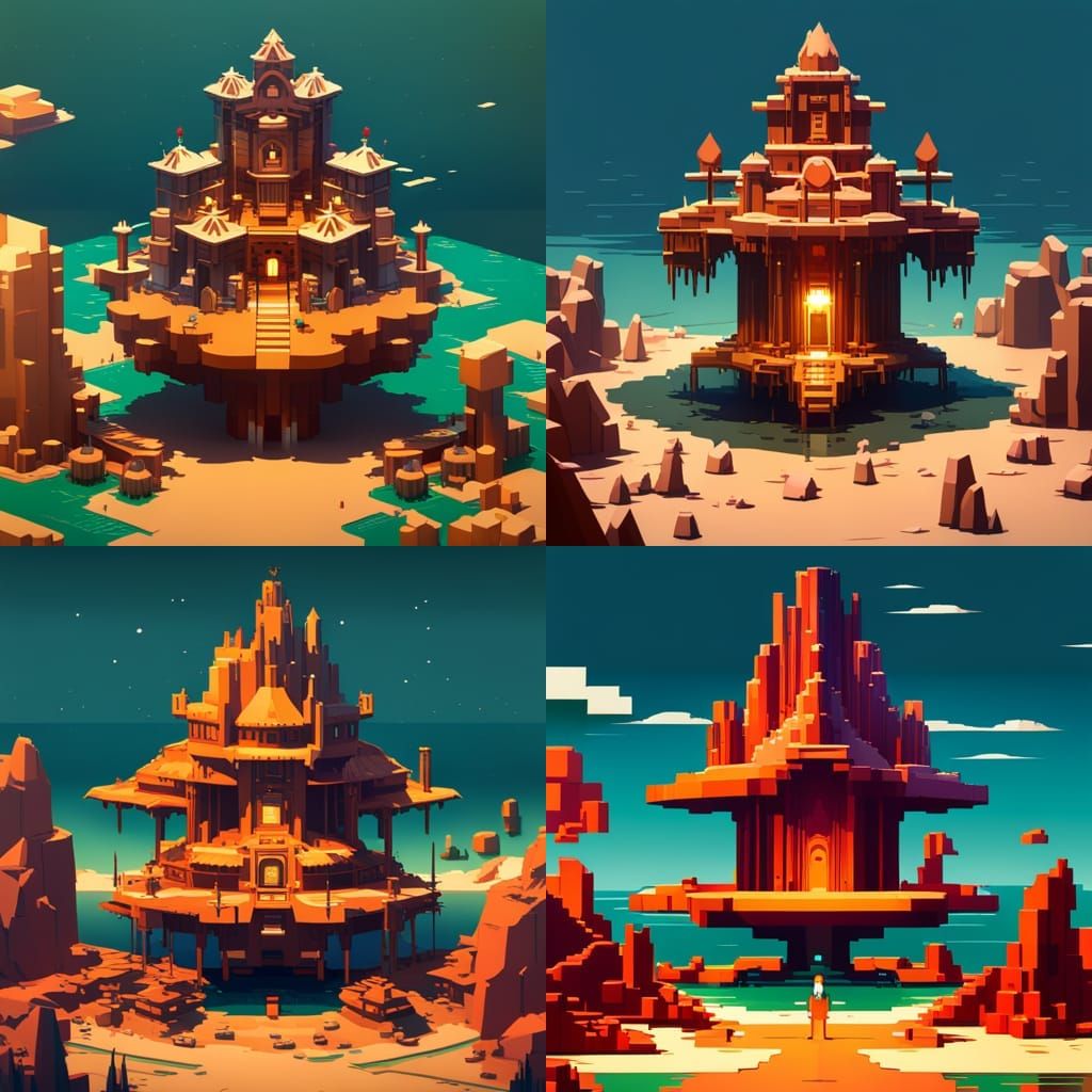 floating island 8bit 8k resolution concept art by Greg Rutkowski ...