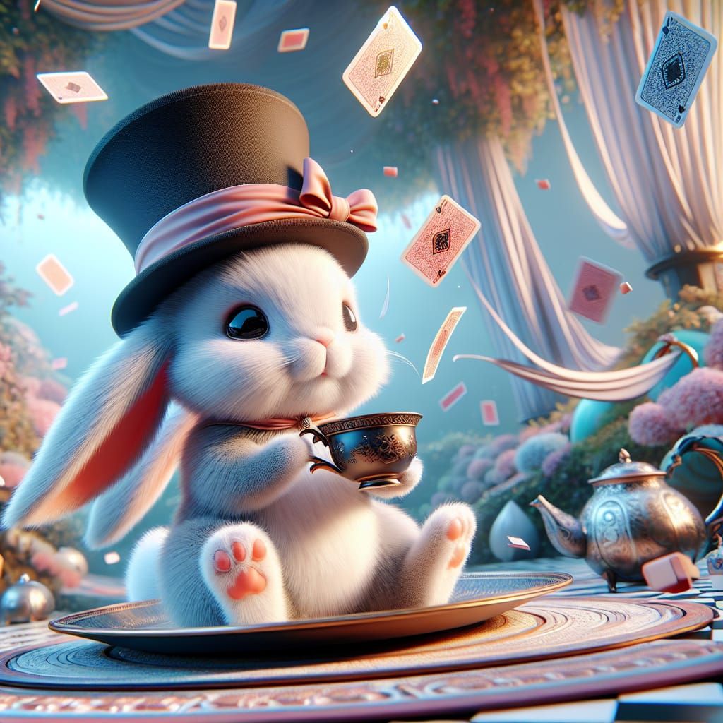 Bunny sipping tea - AI Generated Artwork - NightCafe Creator