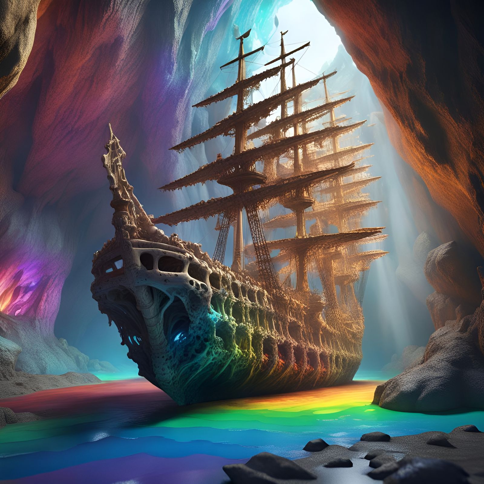 ship made of bones - AI Generated Artwork - NightCafe Creator