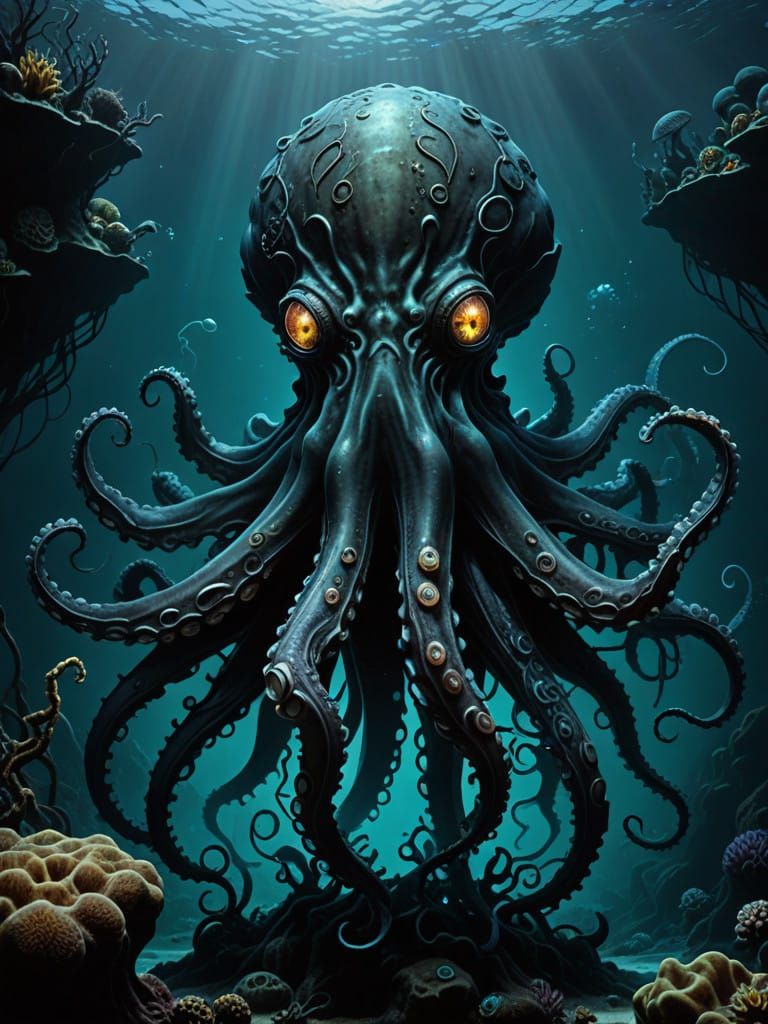 Visitor from the Depths - Deepsea Mer-octopus Seawitch in Da...