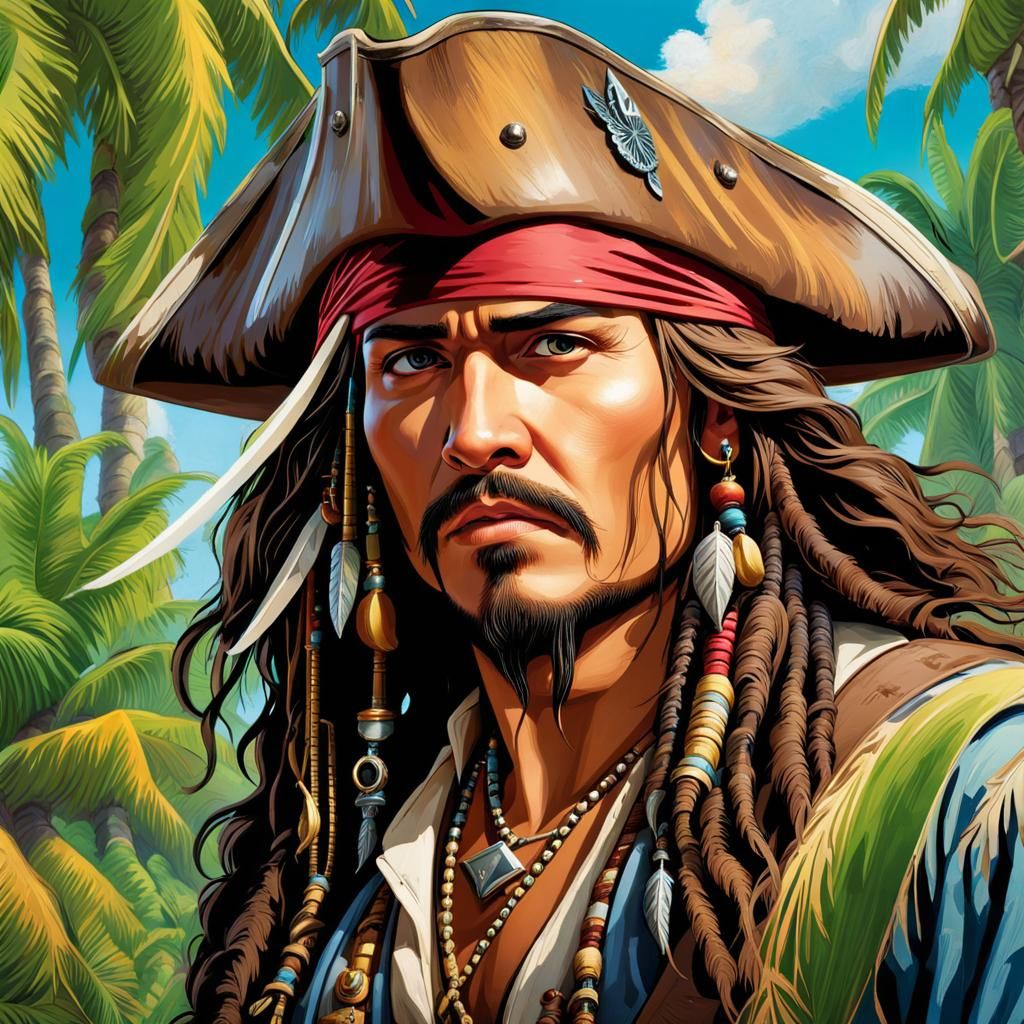 A Pensive Jack Sparrow - AI Generated Artwork - NightCafe Creator