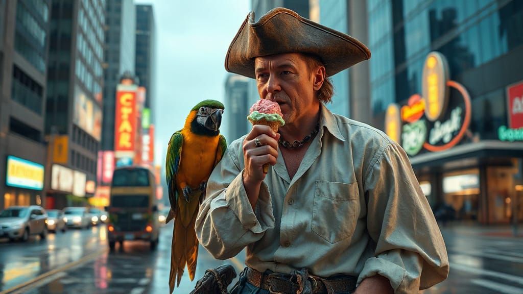 Medieval Robber Indulges in Modern Ice Cream in a ... - AI Art