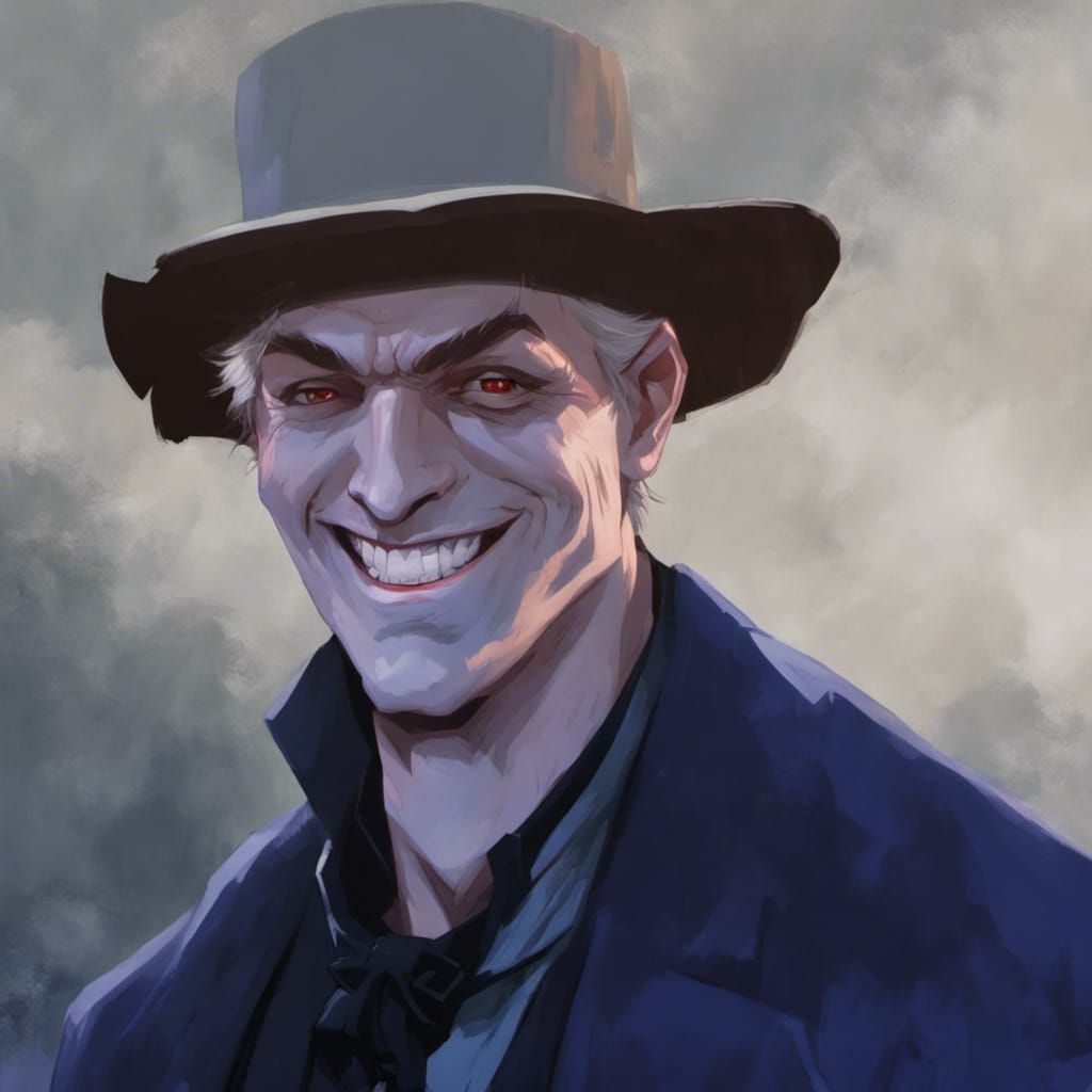 a sardonically grinning vampire-hunter - AI Generated Artwork ...