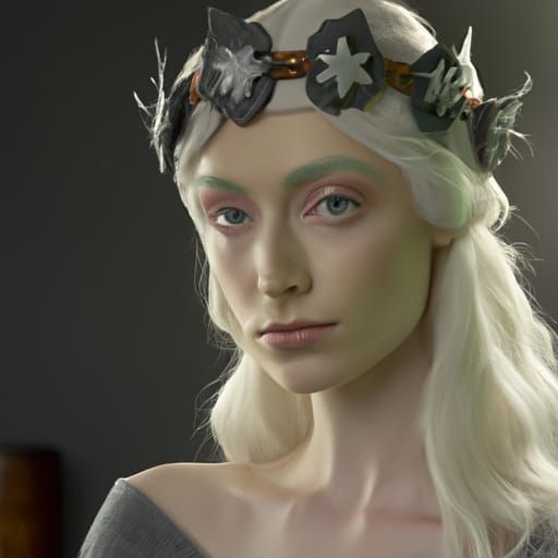 Beautiful Elf in an Intricate detailed elaborate meticulous Grey open ...