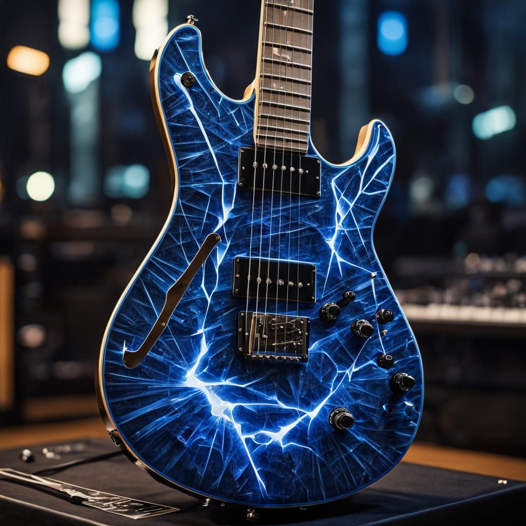 Electric Guitar in Shattered Lightning Bolt Style ... - AI Art