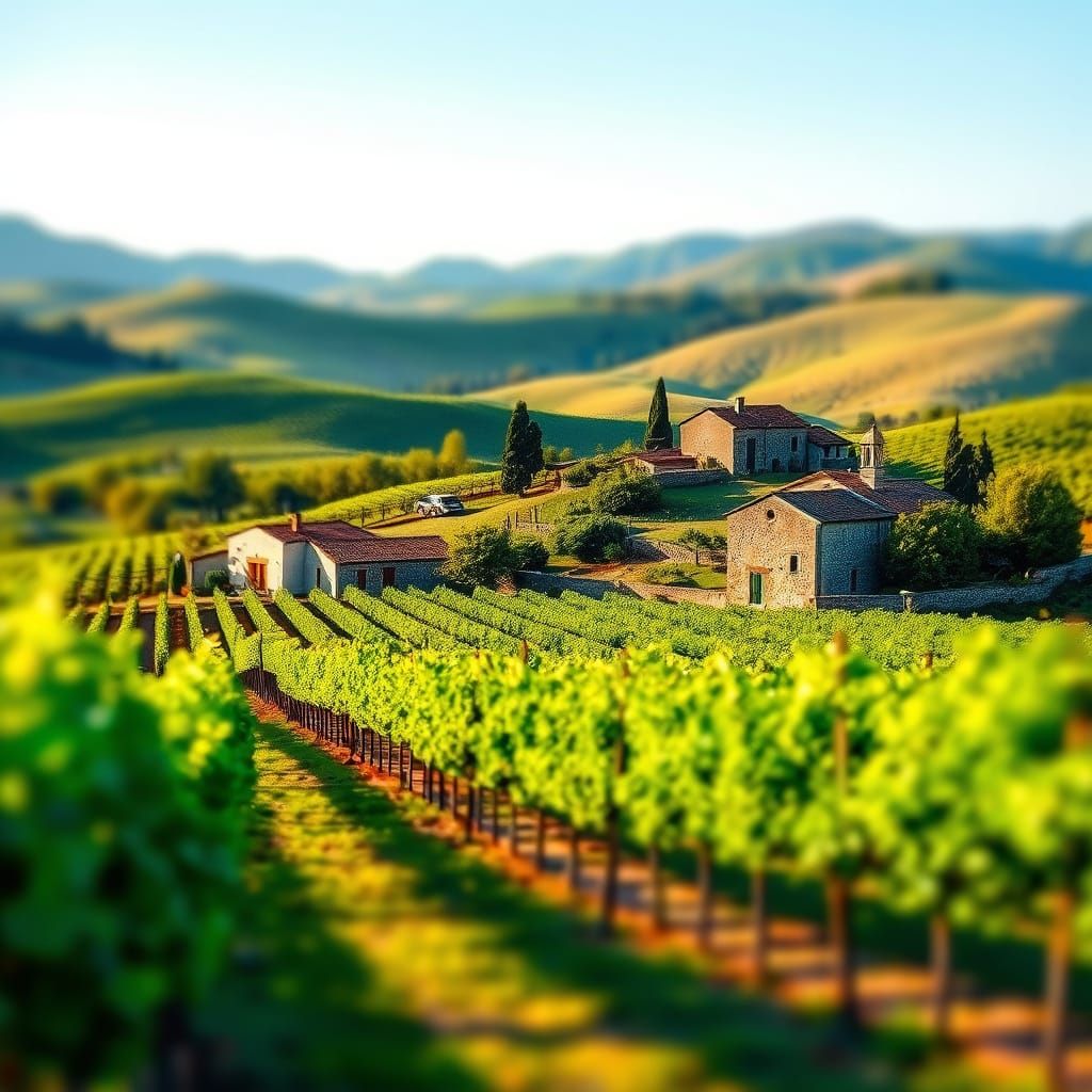 wineyard02 - Impressionist Wineyard Landscape with Soft Blur...