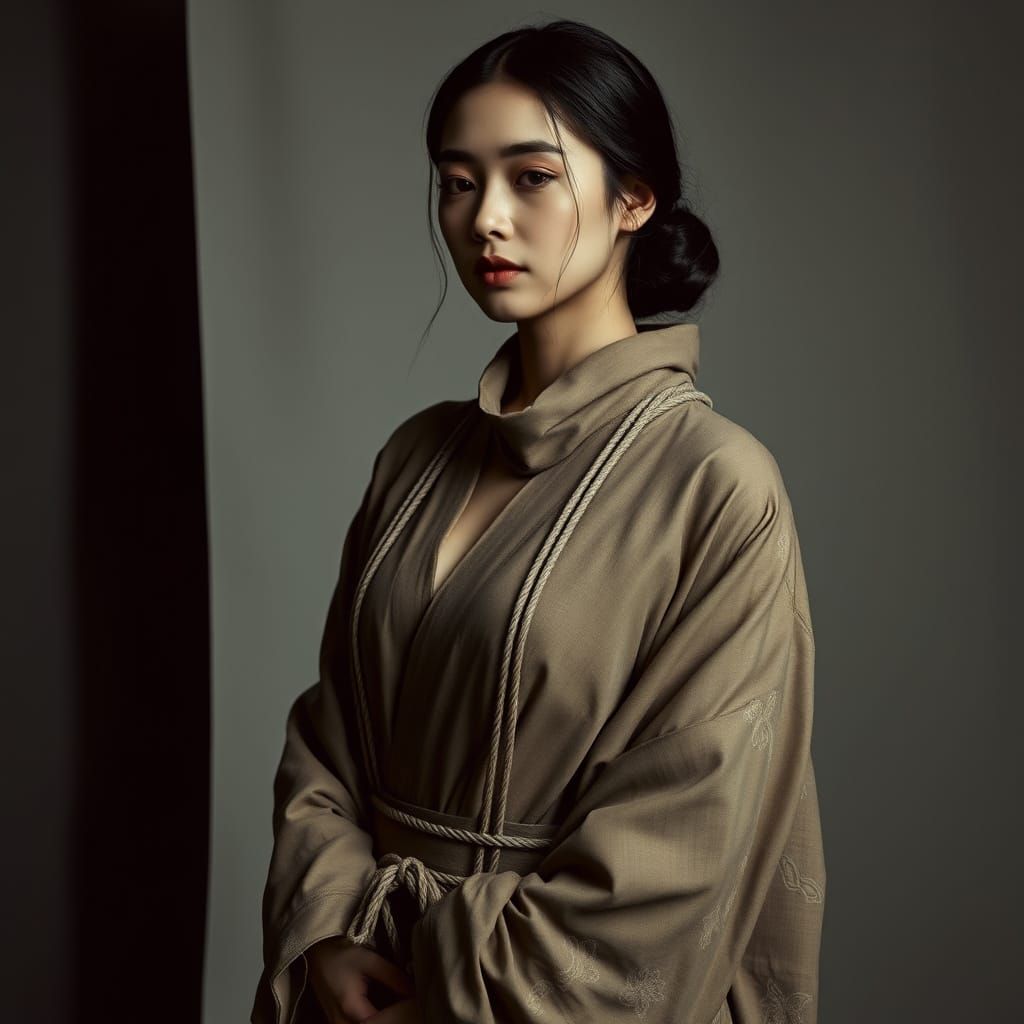 Sensual Woman in Elegant Shibari Bondage, Highligh... - AI Art