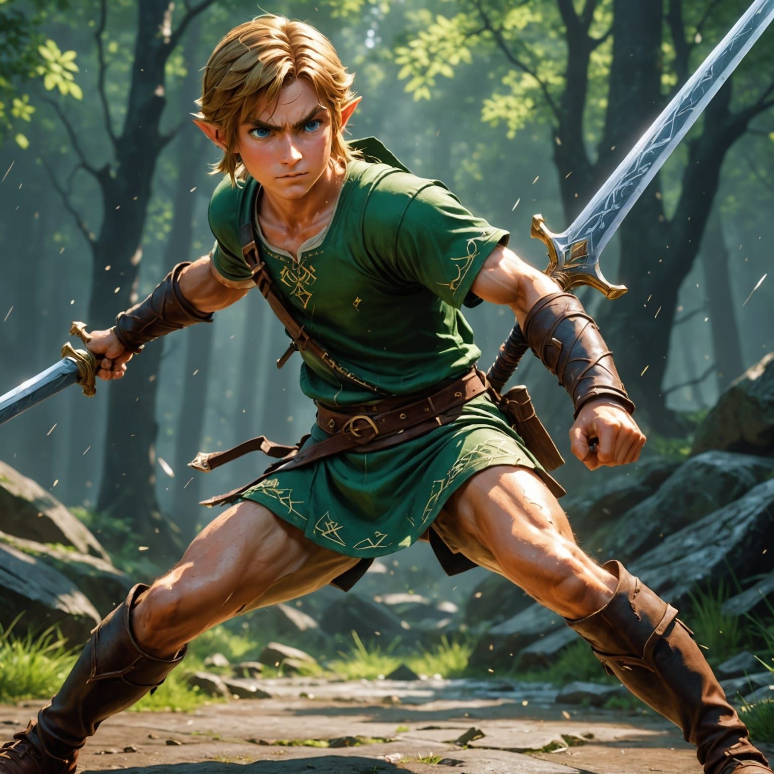 Hyper-Realistic Sword Fight Scene with Link in 3D ... - AI Art