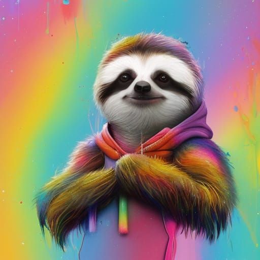 Rainbow Sloth - AI Generated Artwork - NightCafe Creator