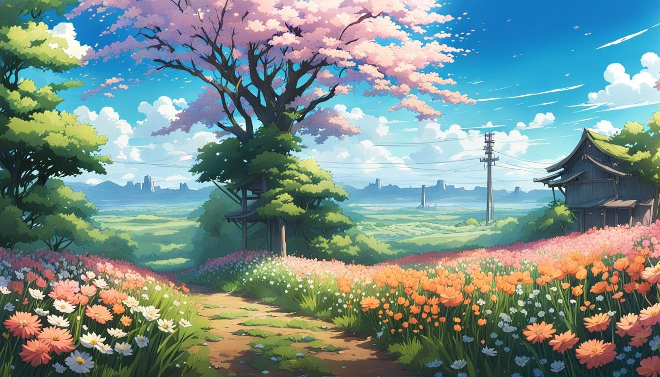 Anime flower field - AI Generated Artwork - NightCafe Creator