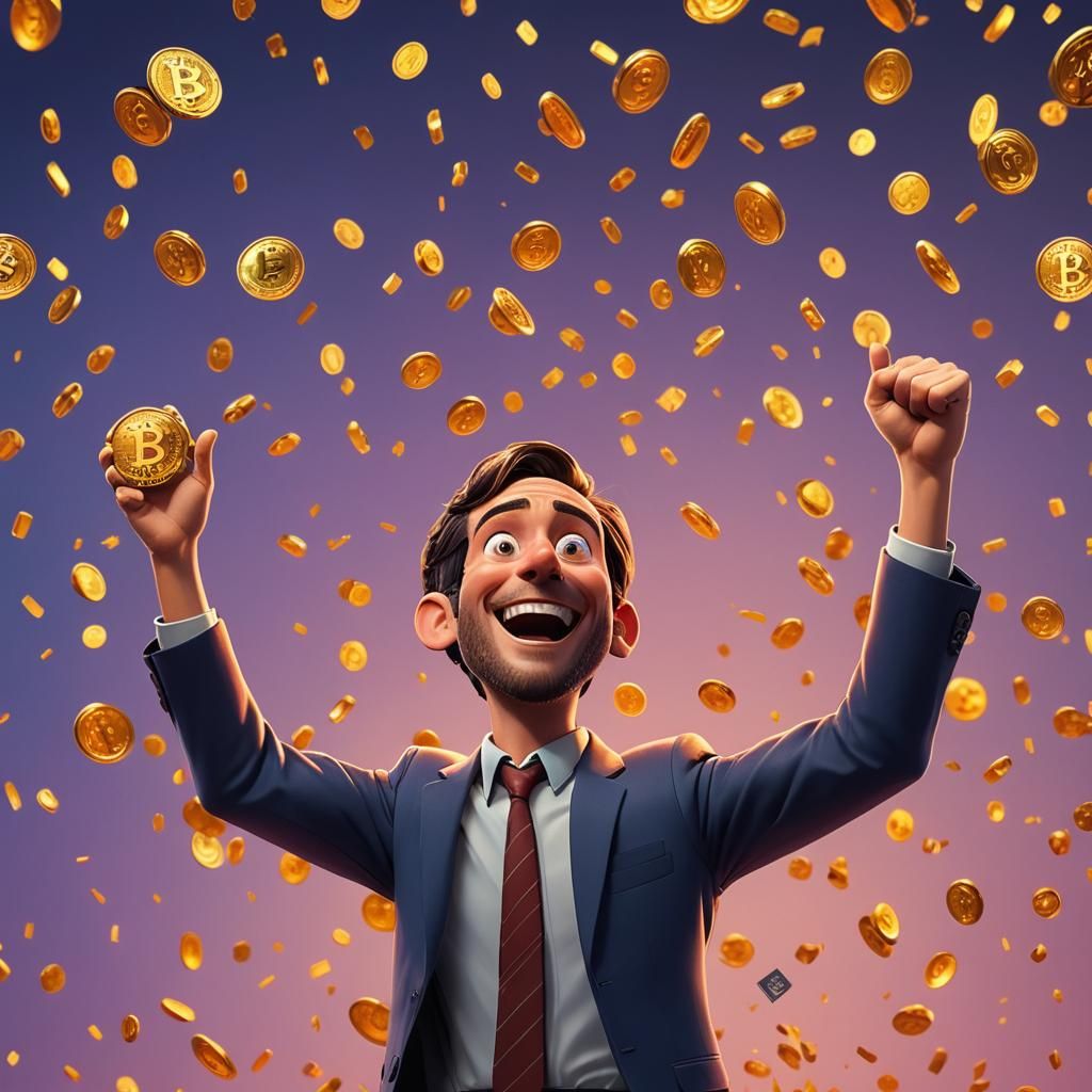 A picture of an investor cheering after securing profit from a cheap ...