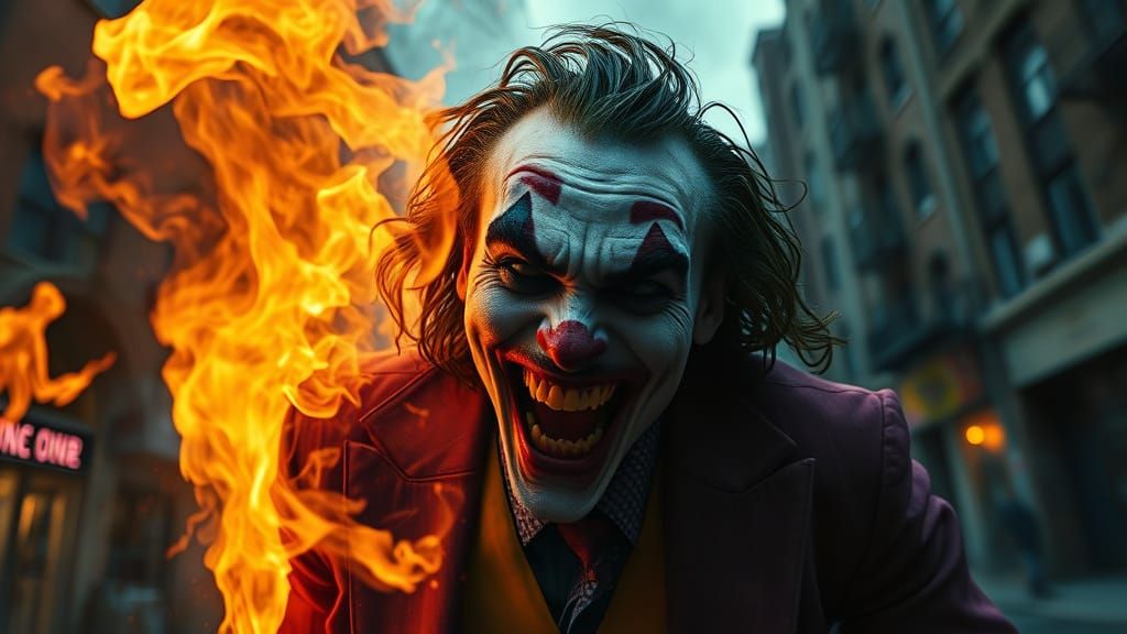 joker en feu - Joker Enflamed in Dark Urban Chaos