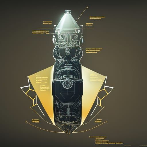 a full page design of spaceship engine, black and bronze paper ...
