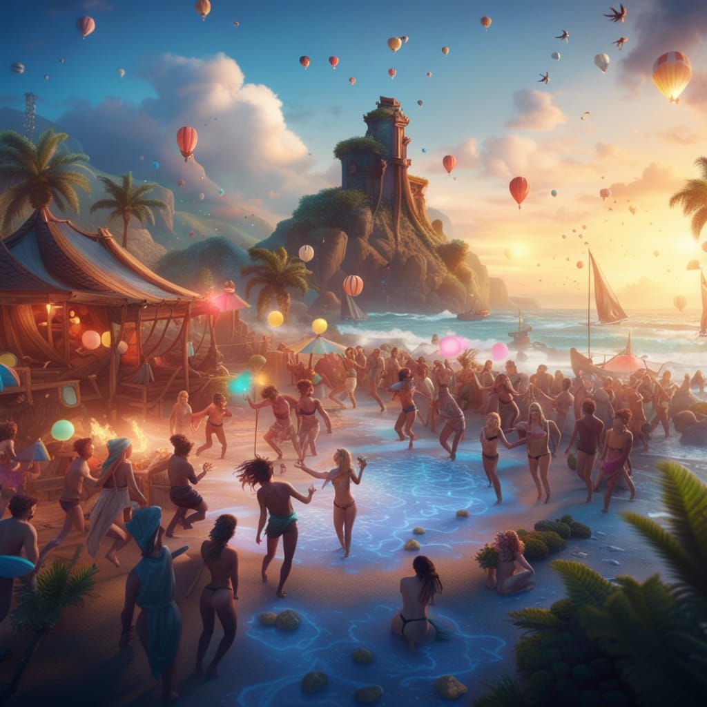The beach party - AI Generated Artwork - NightCafe Creator