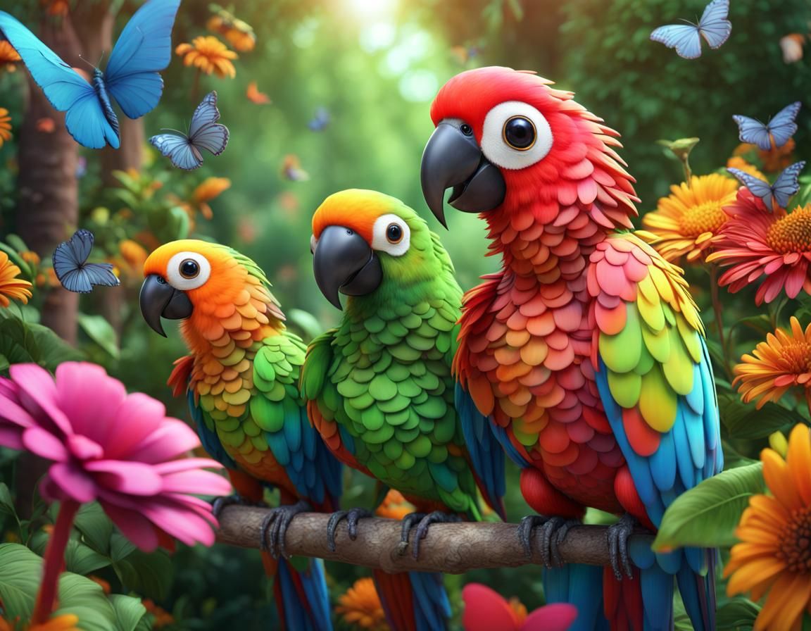 Pretty parrots - AI Generated Artwork - NightCafe Creator