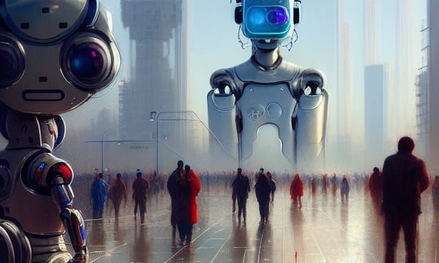 the year 2050 challenge ,Capital Robots city - AI Generated Artwork ...