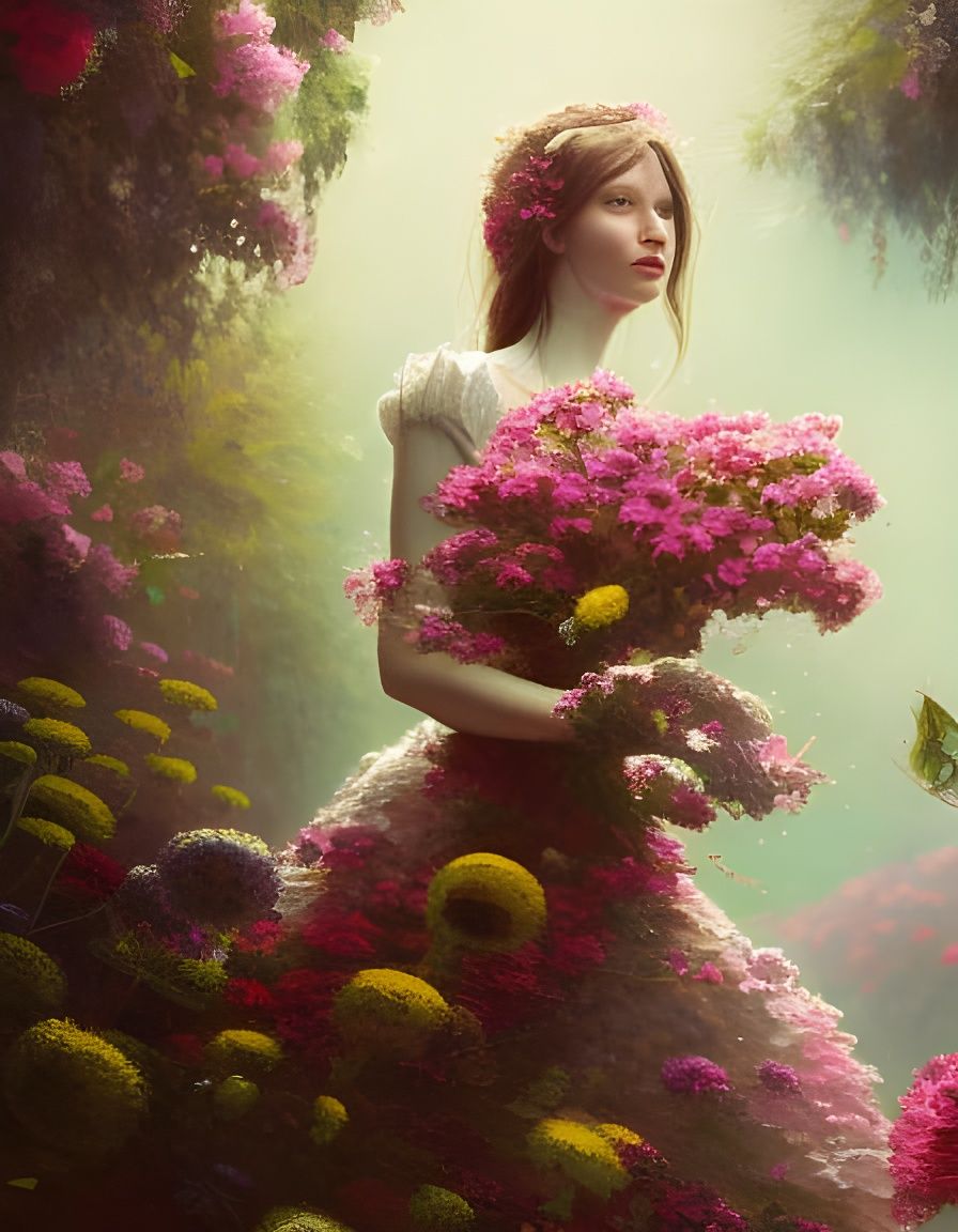 Flower Goddess Apricot - AI Generated Artwork - NightCafe Creator