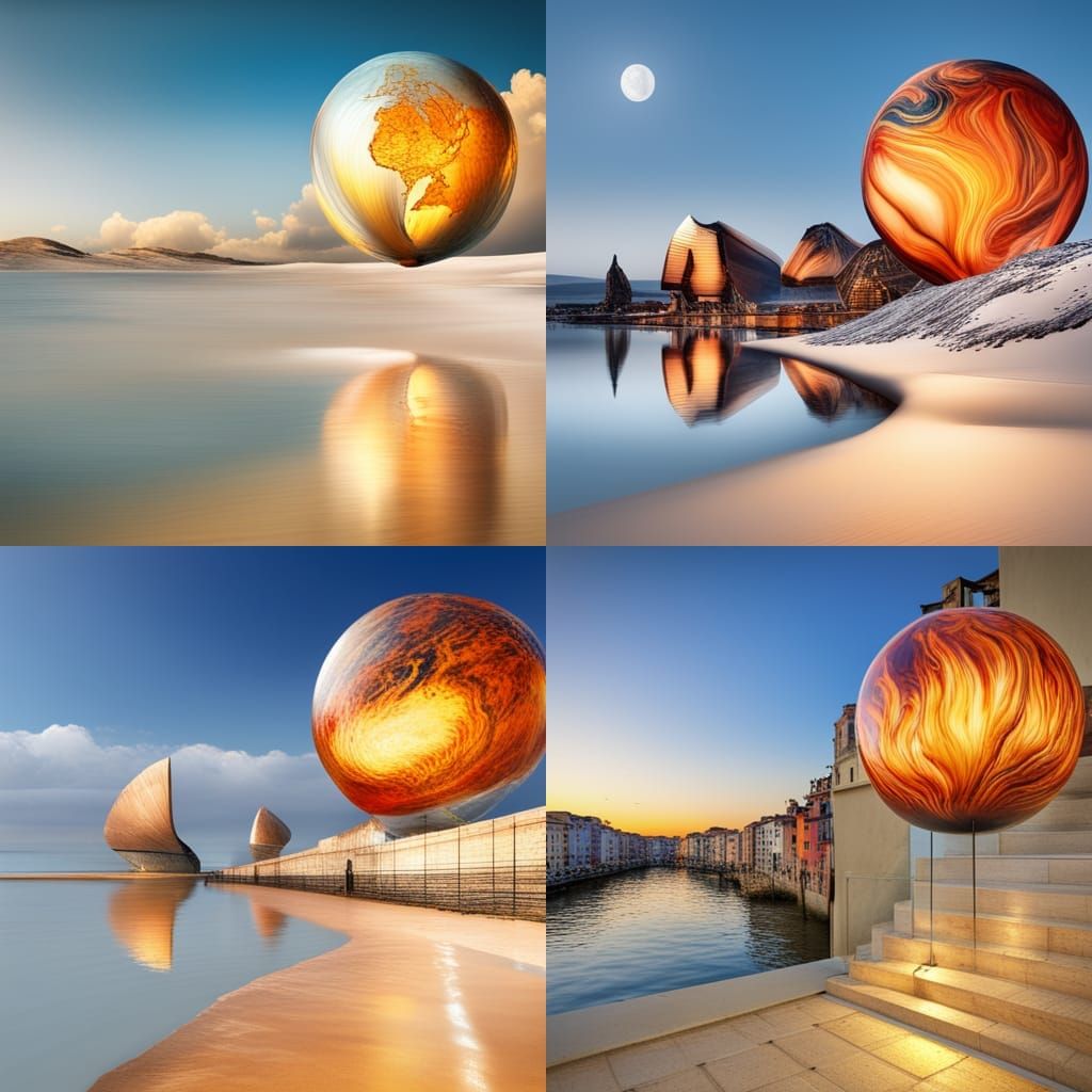 a giant glass globe made of Murano glass in the style of Avventurina ...