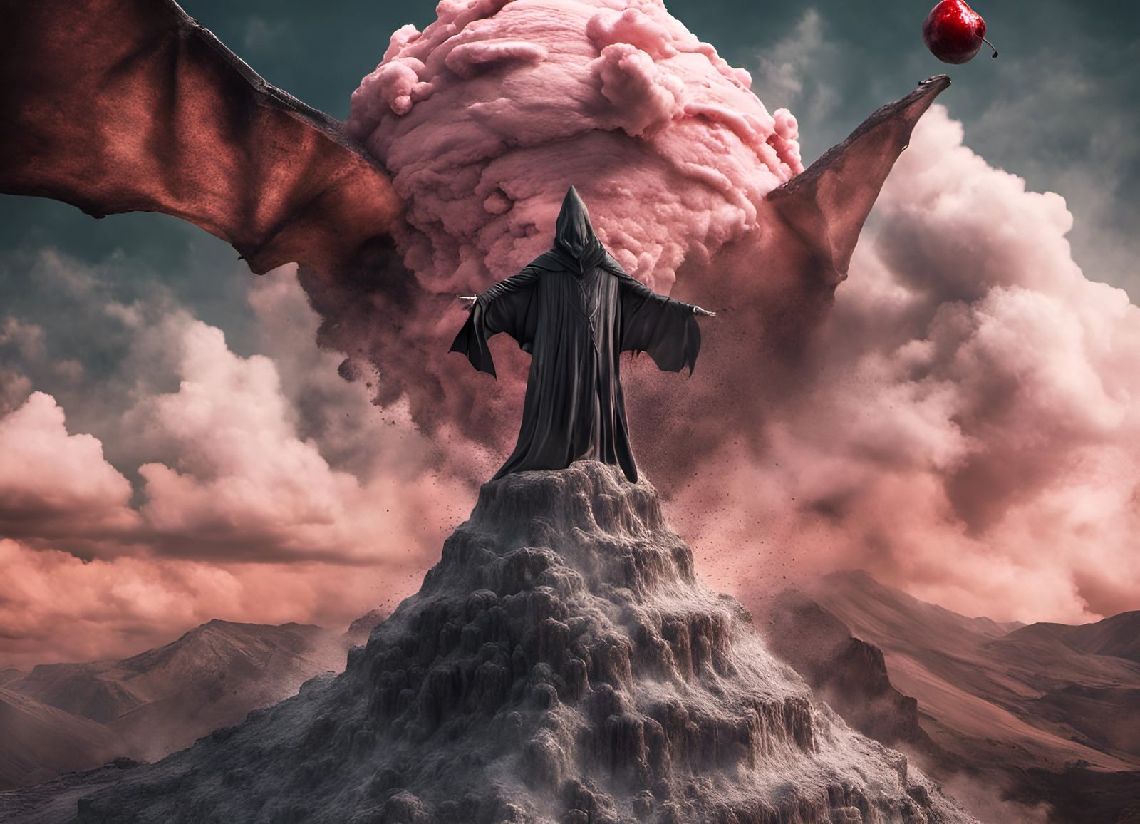 A Nazgul Flying Into a Cherry Vanilla Ice Cream Volcano Eruption (III ...