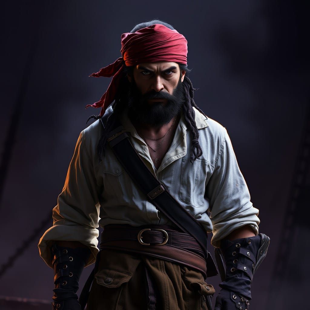 Aaaarghh - Ethereal Pirate Sailor in Dark Fantasy Landscape