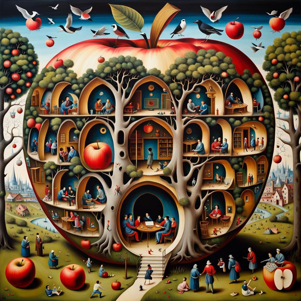 Apple house - Whimsical Schoolhouse within a Carved Apple i...