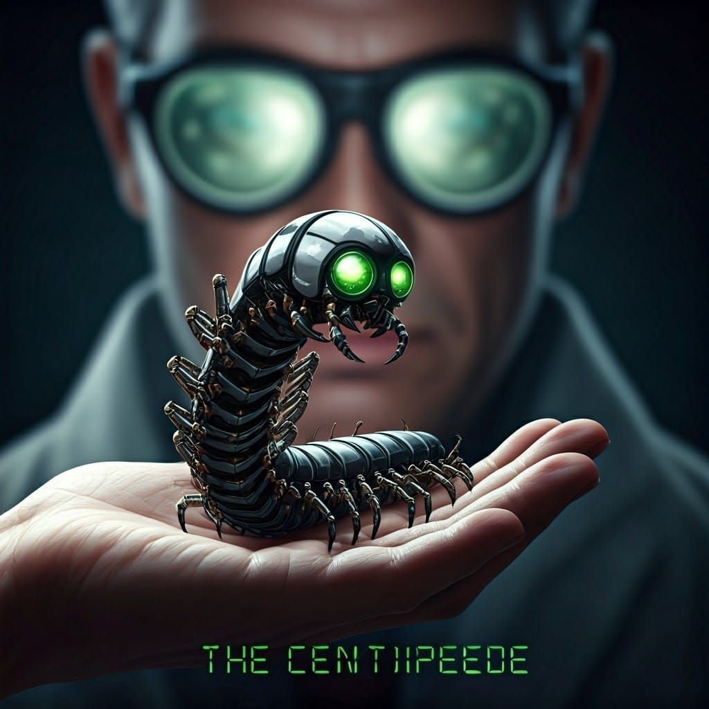 Cybernetic Centipede on Human Hand - AI Art