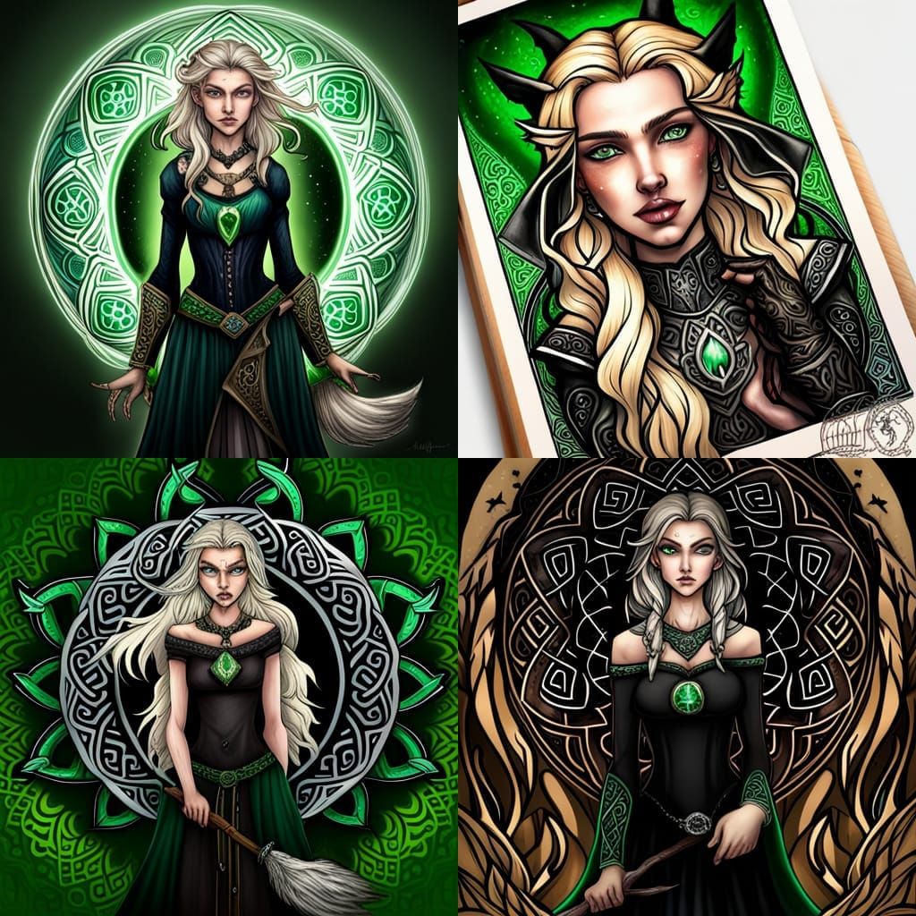 witch blond hair green eyes wolf raven witch Celtic Amanda Sage ...