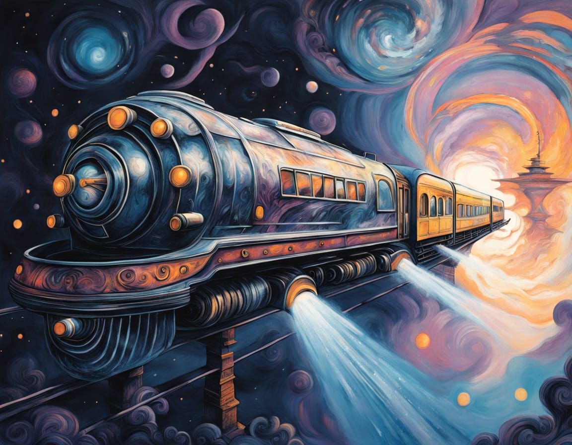 Cosmic locomotive - Cosmic Locomotive in Vibrant Iridescent...