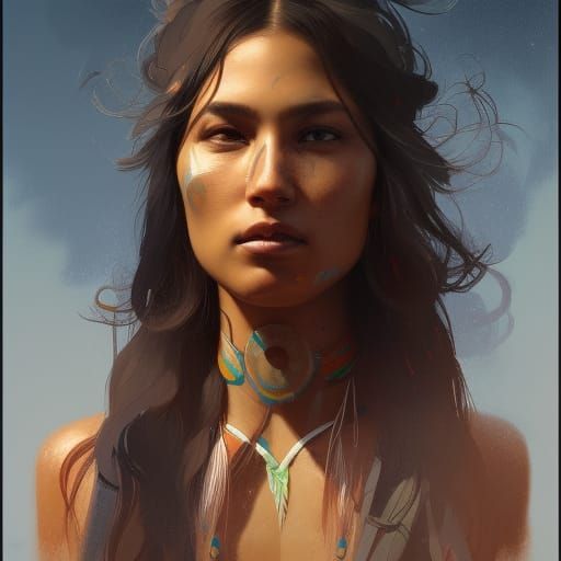 Native American Woman Beautiful - AI Generated Artwork - NightCafe Creator
