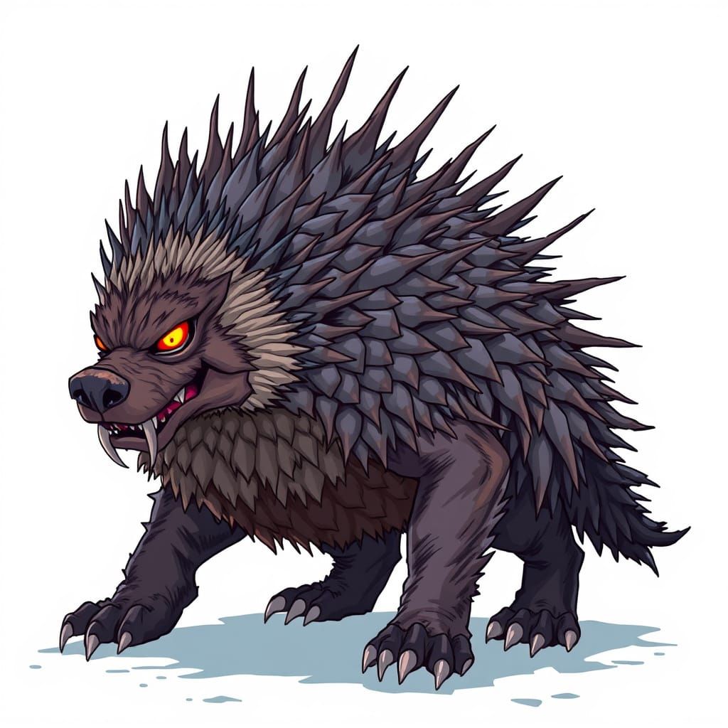 Cyberpunk-Inspired, Anime-Style, Mutated Porcupine... - AI Art