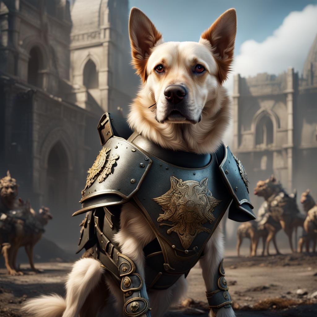 Dog wearing military armour - AI Generated Artwork - NightCafe Creator