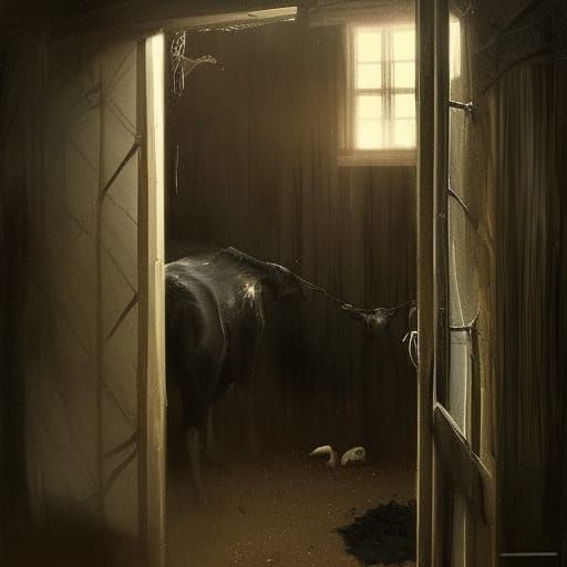 Inside creepy stable - AI Generated Artwork - NightCafe Creator