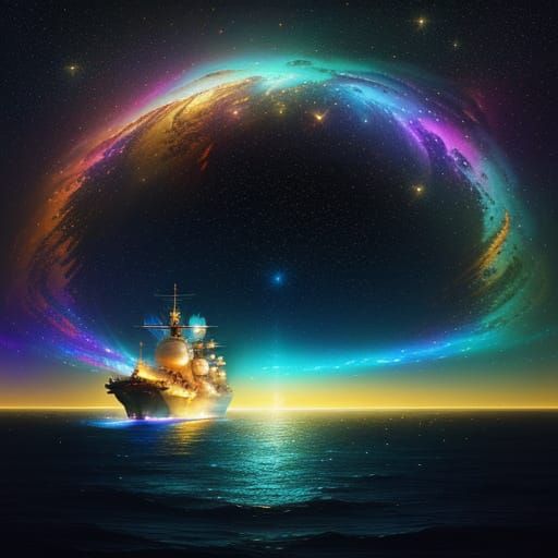 Celestial Nowhere Transforms Into Cosmic Warship - AI Art