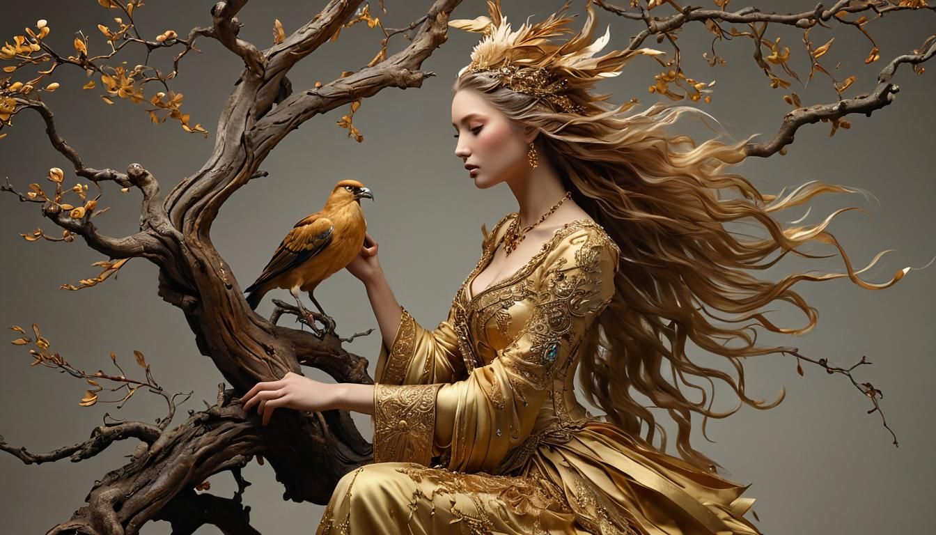 Elegant Avian Woman Embodies Fantasy and Power - AI Art