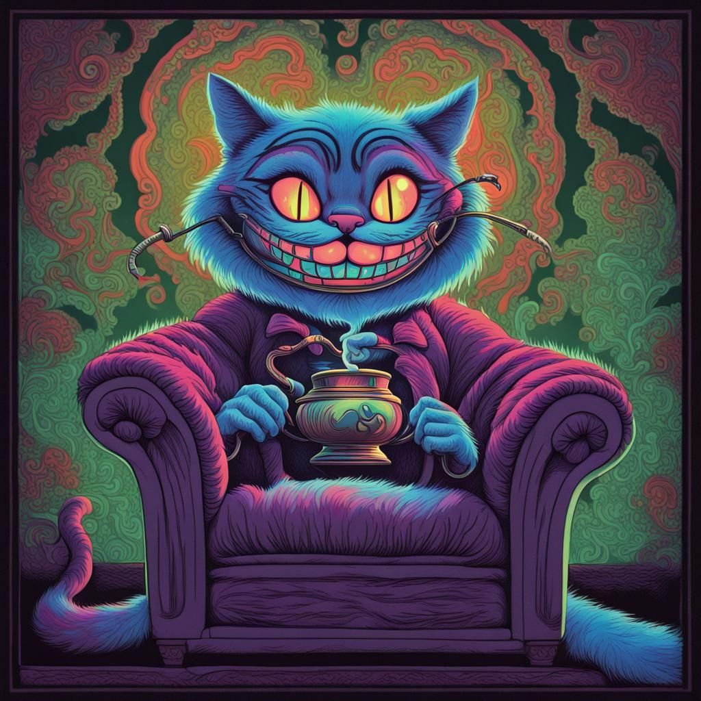 Cheshire Cat on a Trip - AI Generated Artwork - NightCafe Creator