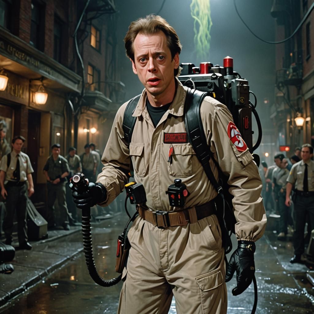 Steve Buscemi dressed as a Ghostbuster in the 1980s - AI Generated ...