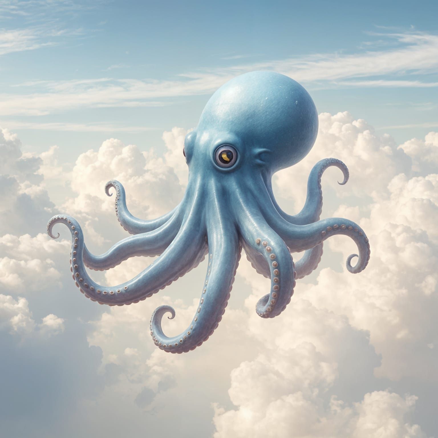 Surreal Octopus Evolution as Cloud-Dwelling Human - AI Art