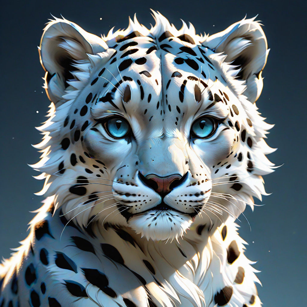 Chibi Snow Leopard - Chibi Snow Leopard in Hyperdetailed Co...