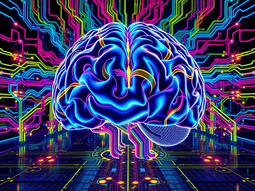 what does AI look like insides it's brain. Detailed. Vivid. Screen ...