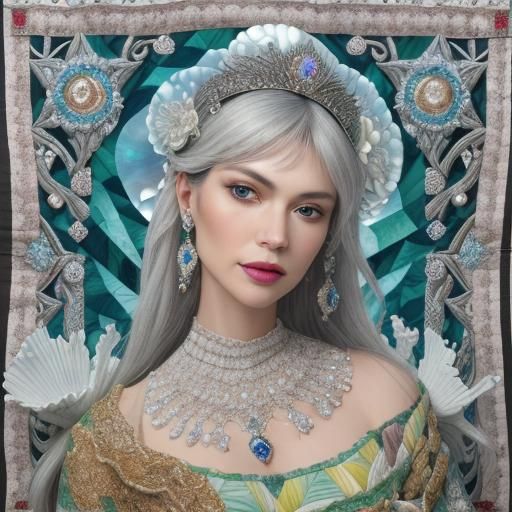 Patchwork Portrait of the Face of a Beautiful Princess - AI Generated ...