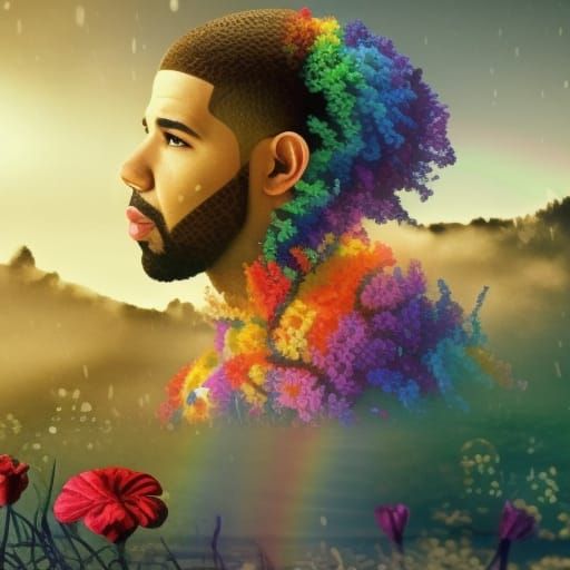 Drake with a flower hoodie - AI Generated Artwork - NightCafe Creator