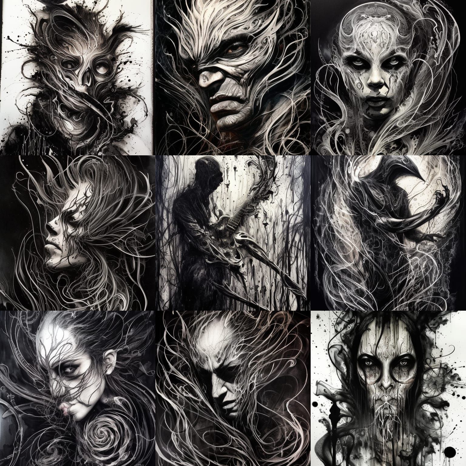 ""Portrait of a dark shadowy figure: Black ink flow: 8k resolution ...