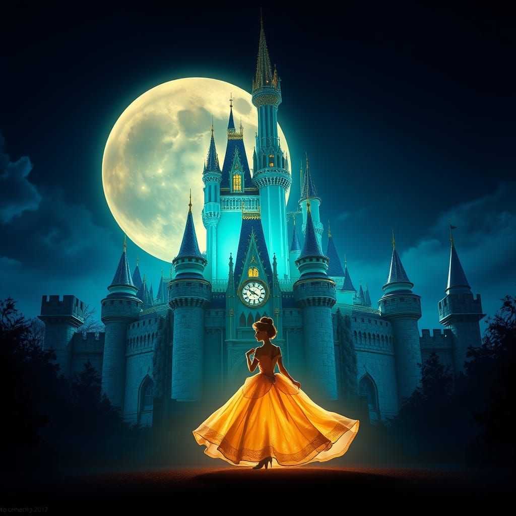 Cinderella with Disney castle - Enchanted Cinderella in Maje...