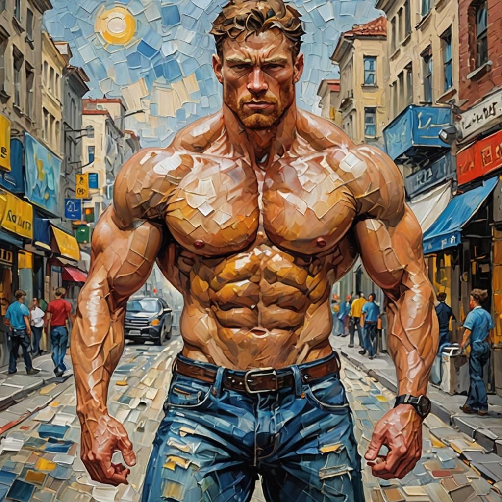 A painting of a muscle man - AI Generated Artwork - NightCafe Creator