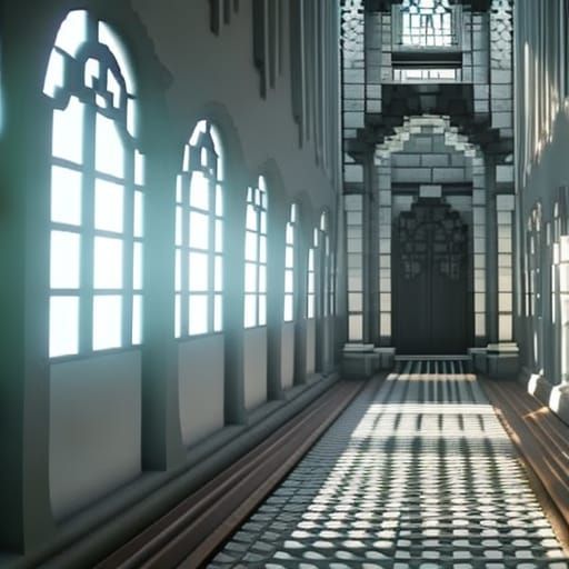 pixelated castle hallway - AI Generated Artwork - NightCafe Creator