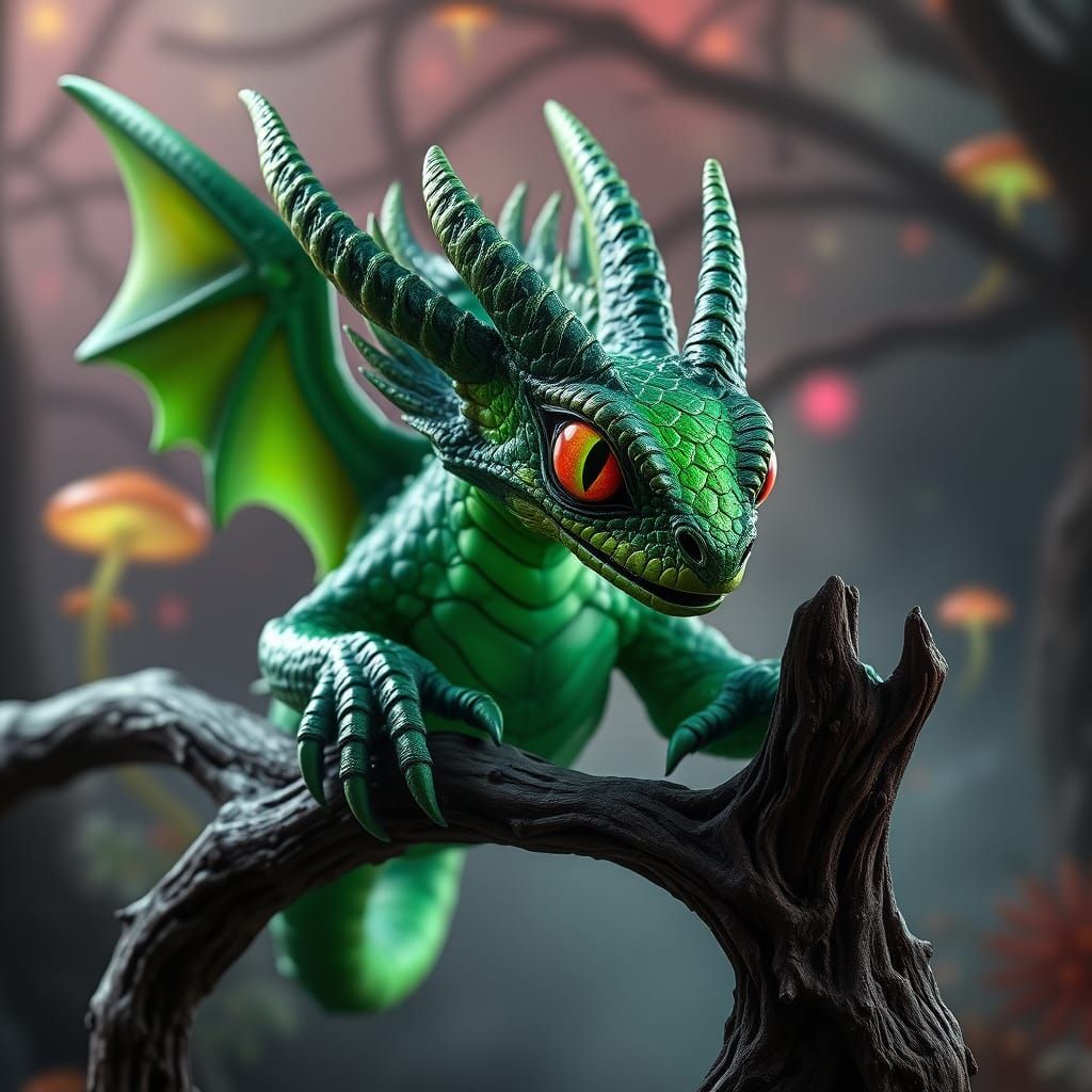 Baby green poison wyvern - Surreal Green Wyvern Emerges fro...