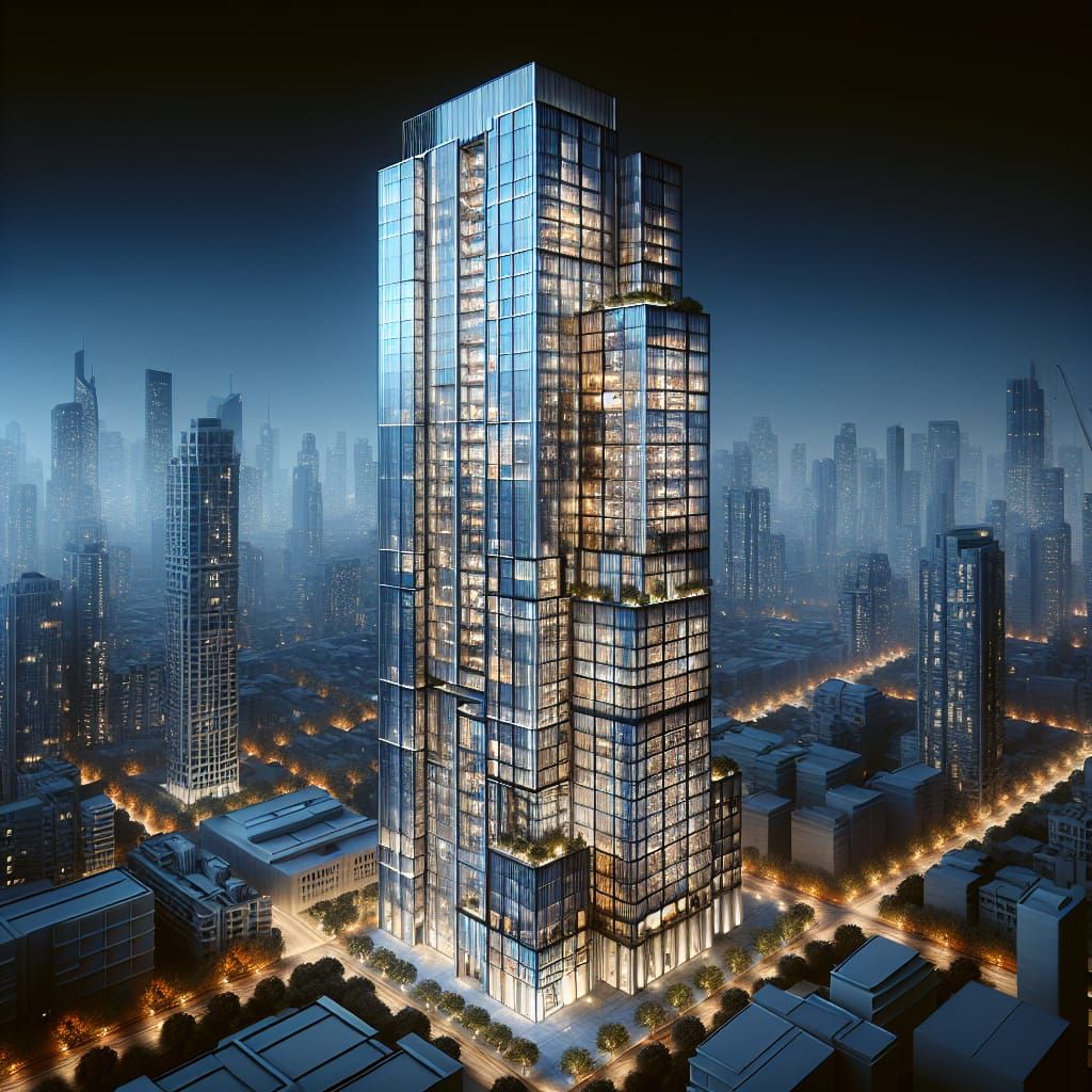 Nakatomi Tower - Modern Skyscraper Dominates City Skyline