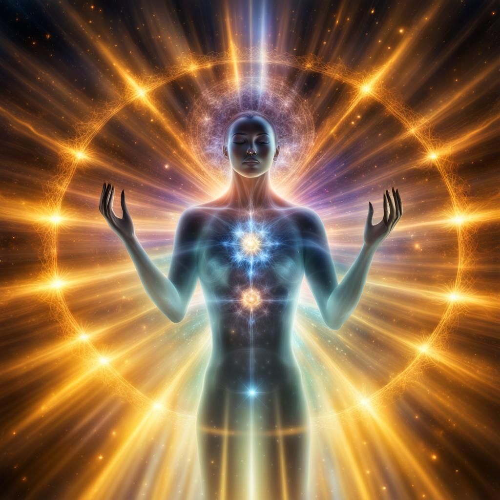 Reiki light transmission of energetic healing, stand in soul power ...