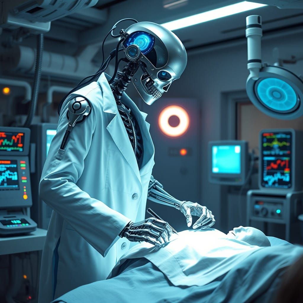 Skeletal Robot Performs Surgery - Futuristic Robot Surgeon P...